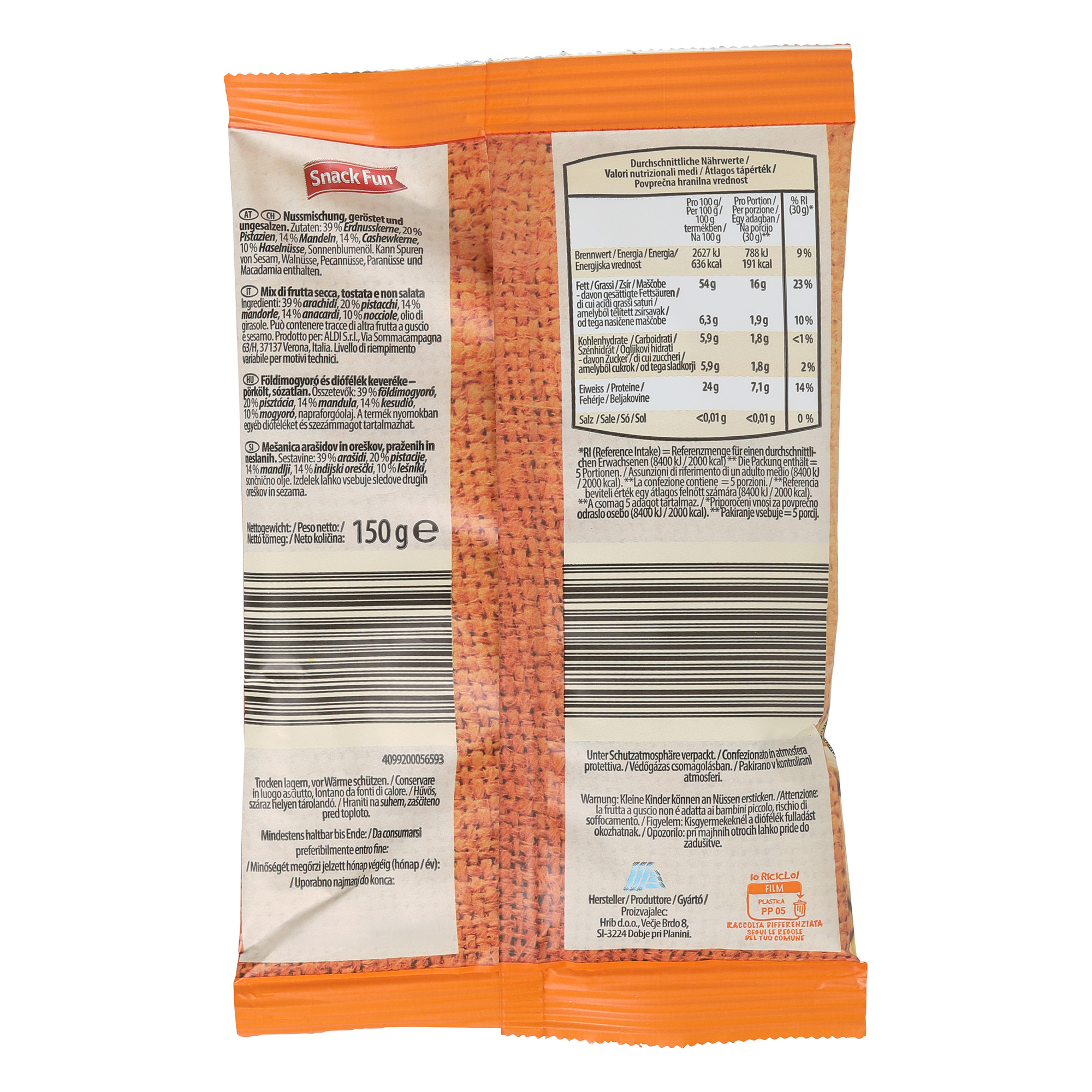 SNACK FUN Mélange de noix Party Mix grillées et non salées | ALDI-now