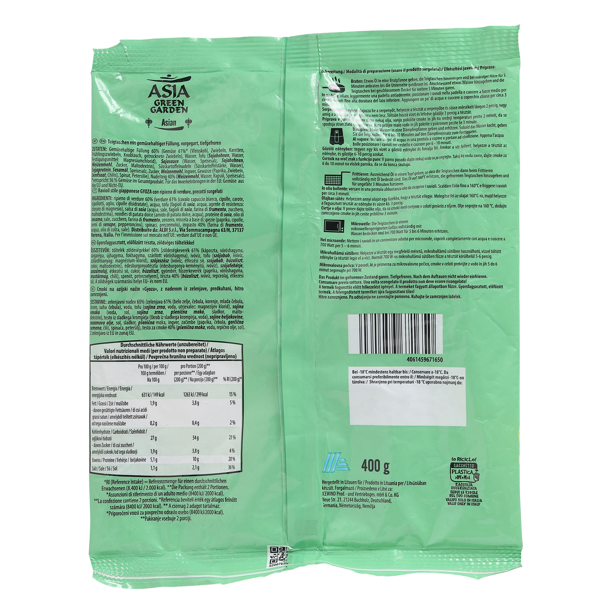 ASIA GREEN GARDEN Ravioli Gyoza con verdura | ALDI-now