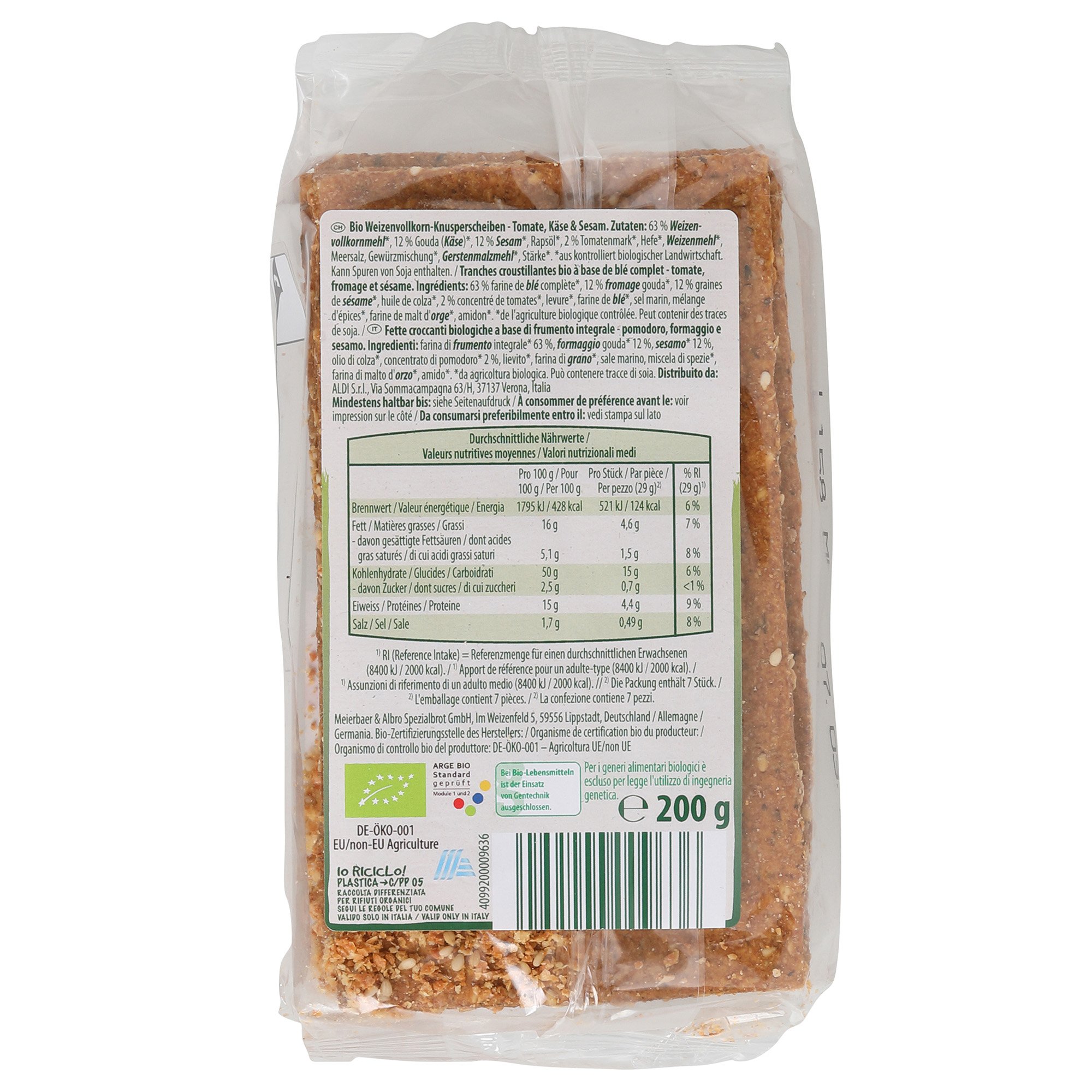 BIO NATURA Tranches croustillantes, tomate, fromage & sésame | ALDI-now