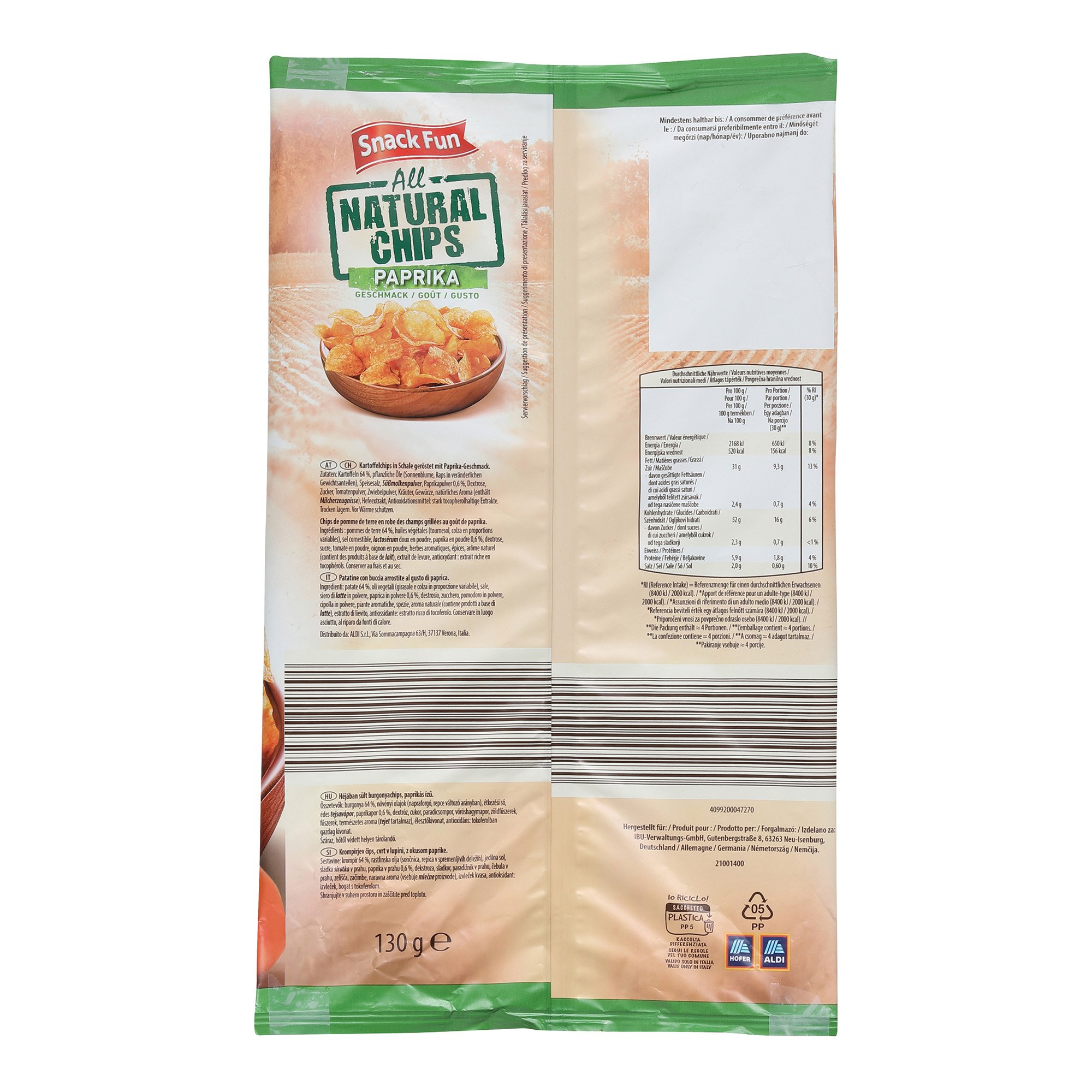 SNACK FUN Chips All Natural, paprika | ALDI-now