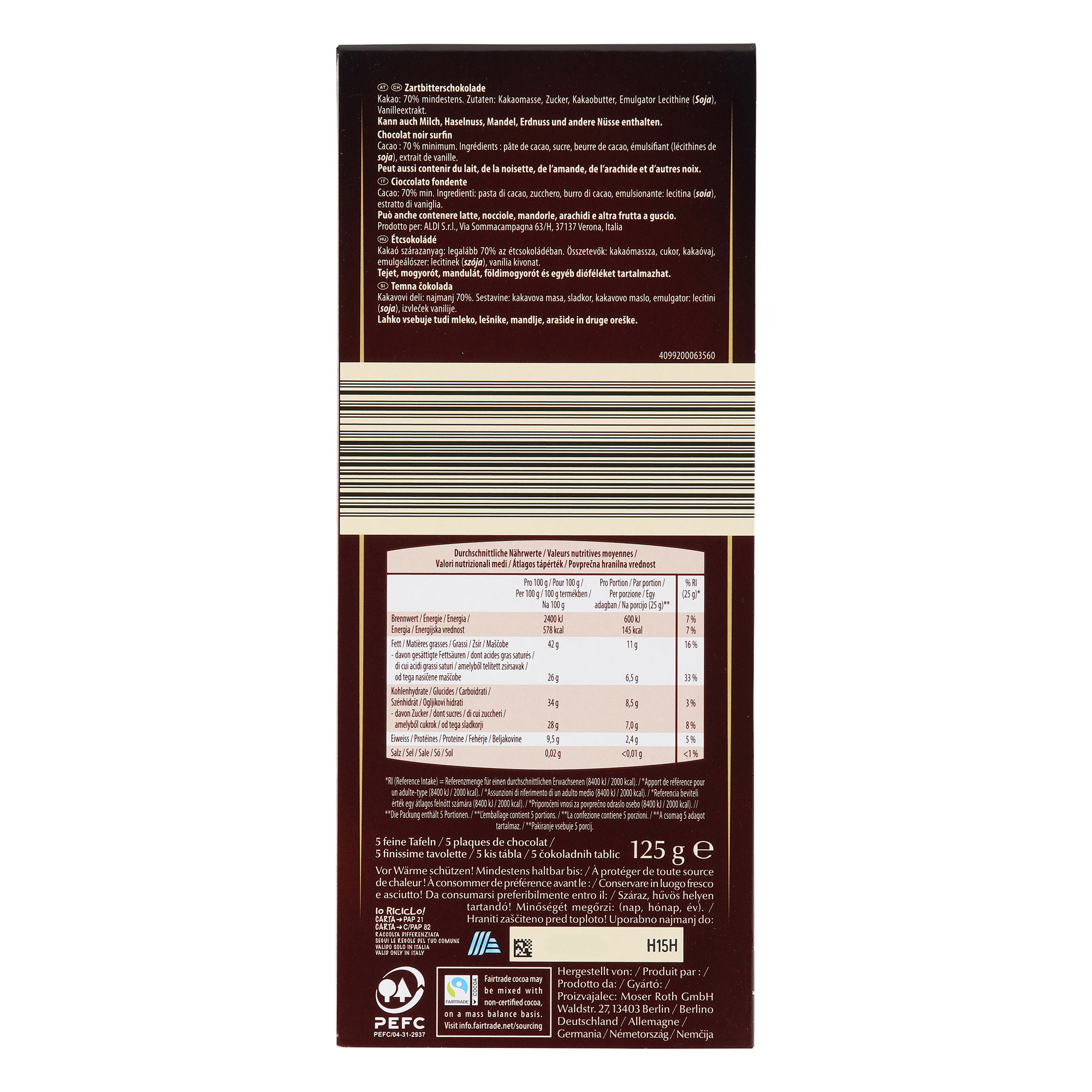 MOSER ROTH Premium Schokolade, Zartbitter 70 % | ALDI-now