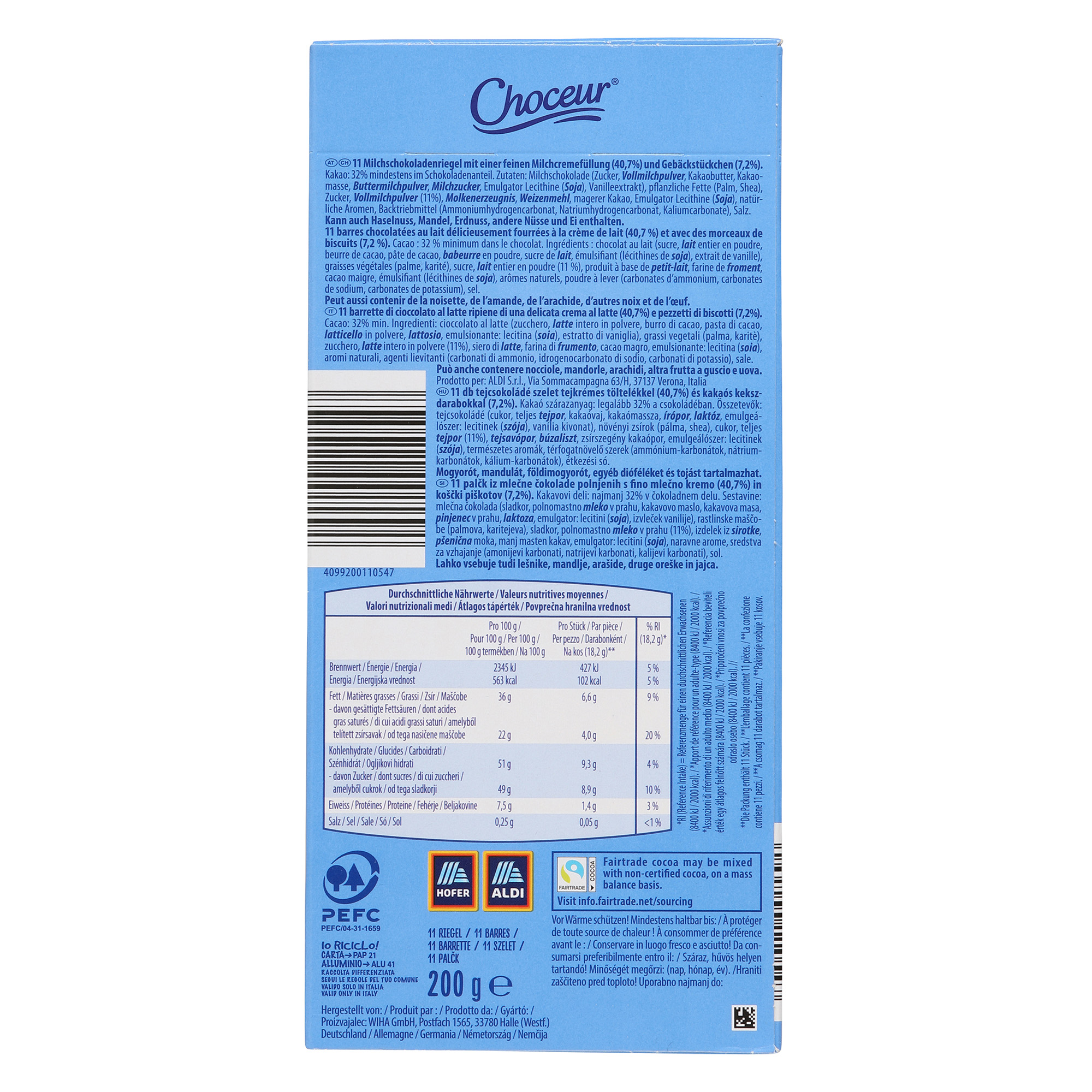 CHOCEUR Barretta di cioccolato, cookies & milk | ALDI-now