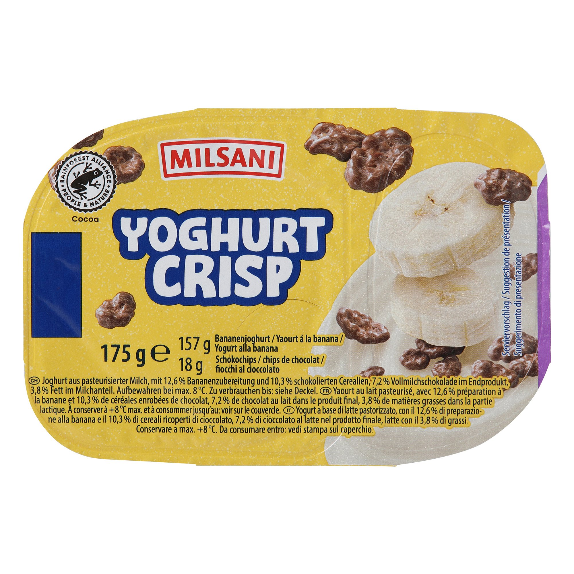 MILSANI Yogourt Crisp, Yaourt à la banane avec pépites de chocolat ...