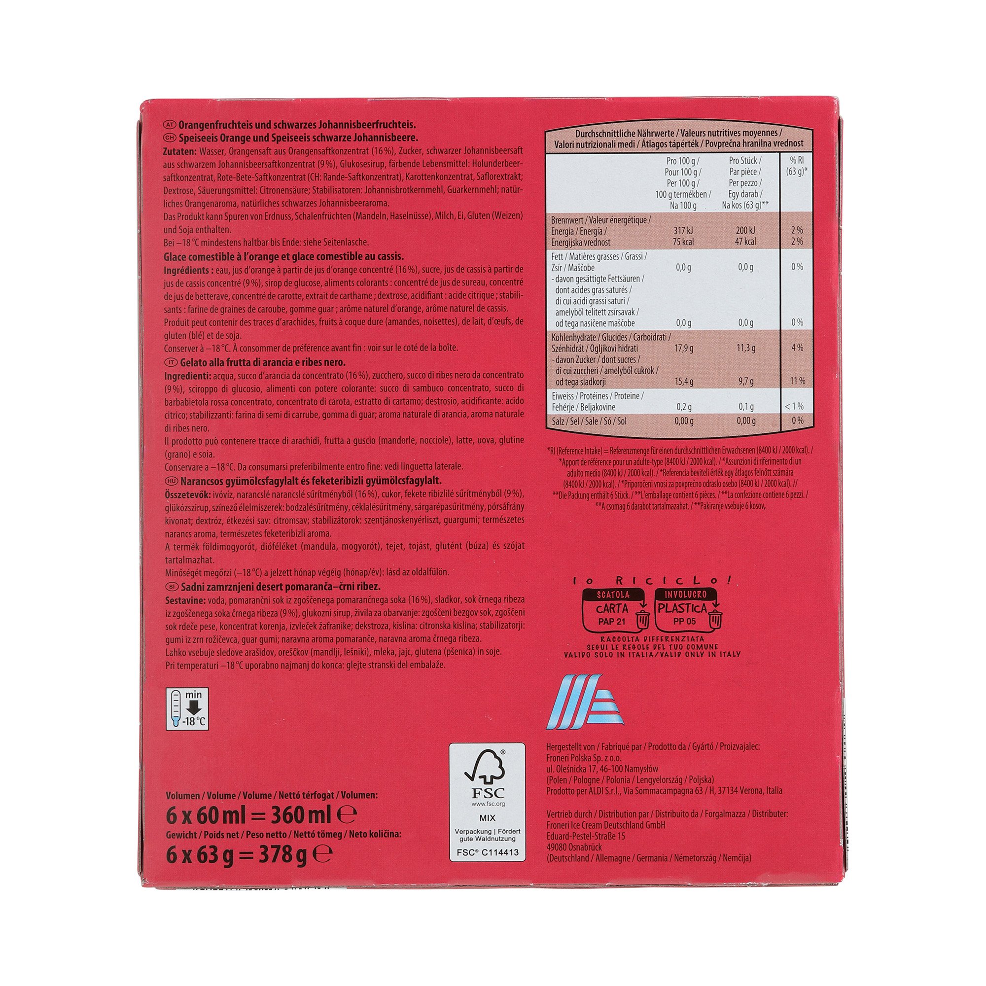 MUCCI Doppelfrucht Stieleis Orange-Cassis | ALDI-now