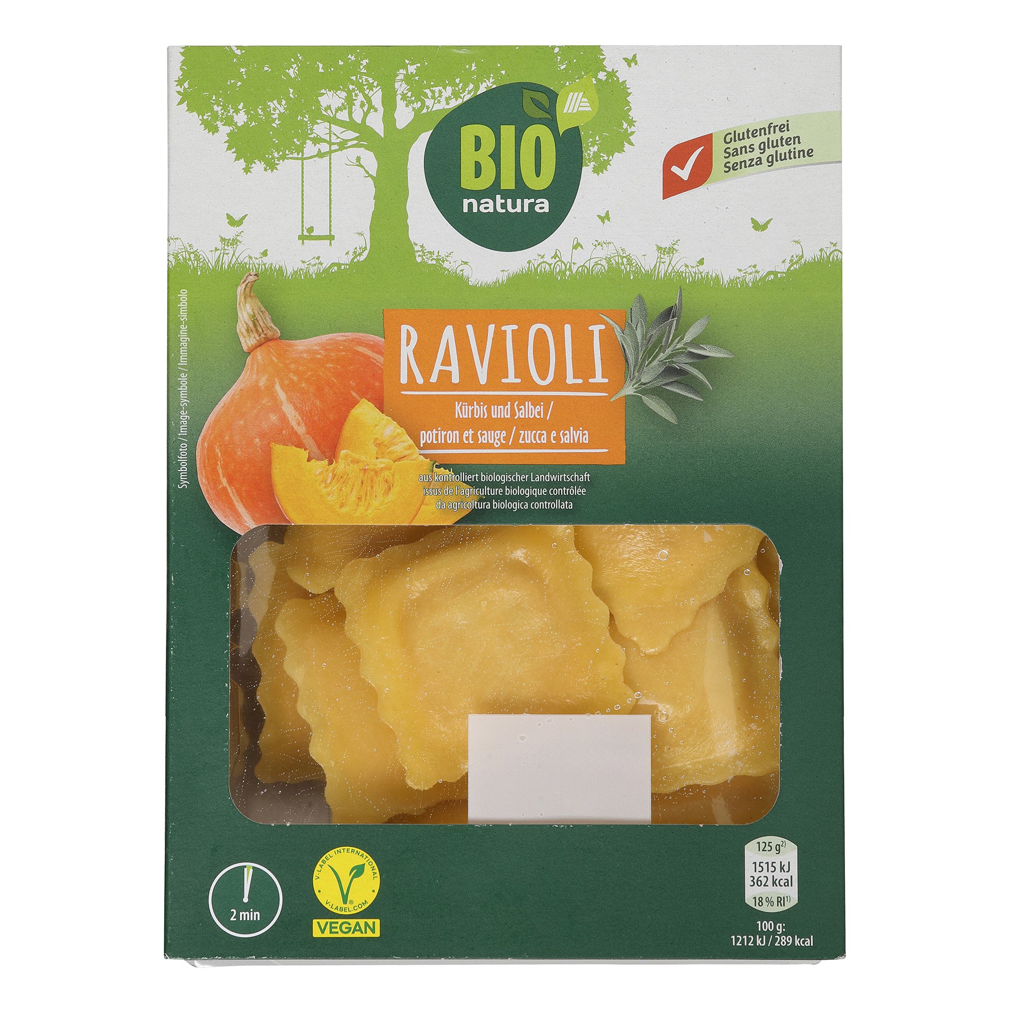 BIO NATURA Pâtes végétaliennes, ravioli courge-sauge | ALDI-now