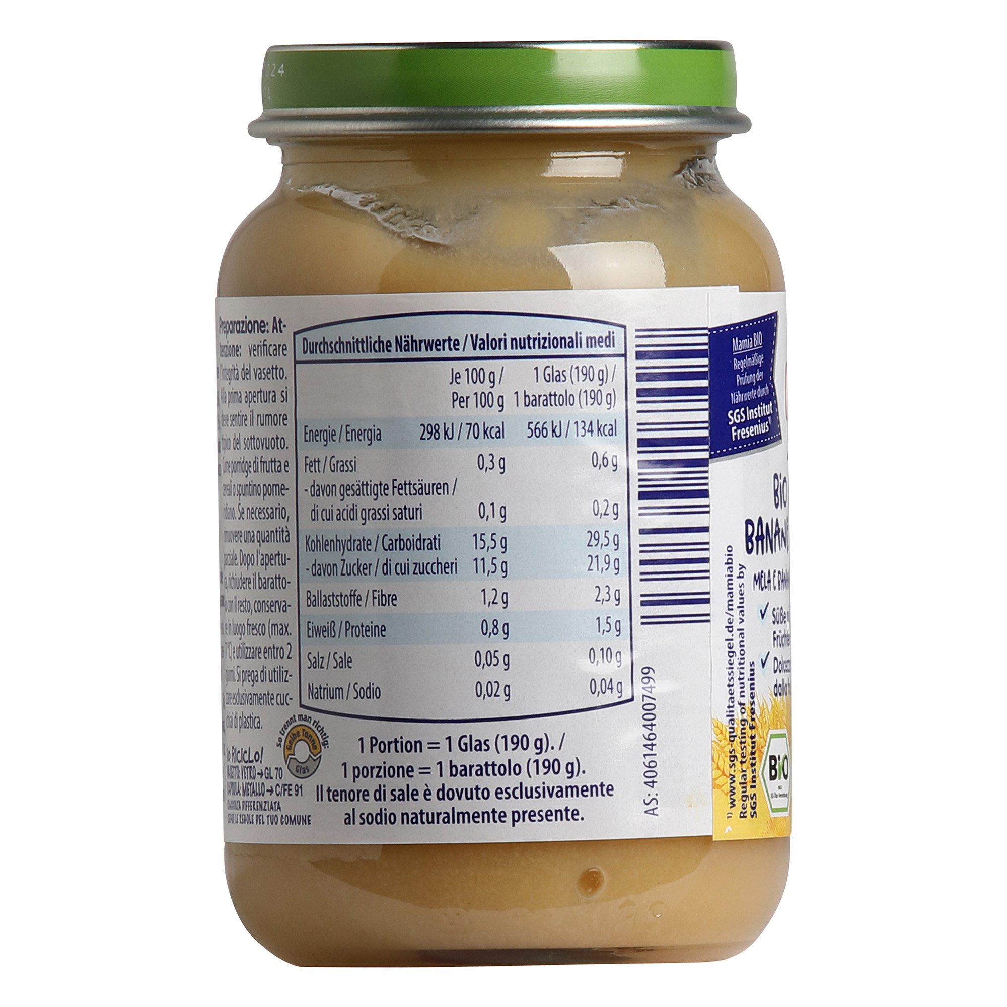 MAMIA BIO Alimenti per la prima infanzia, Mela, banana e fette ...