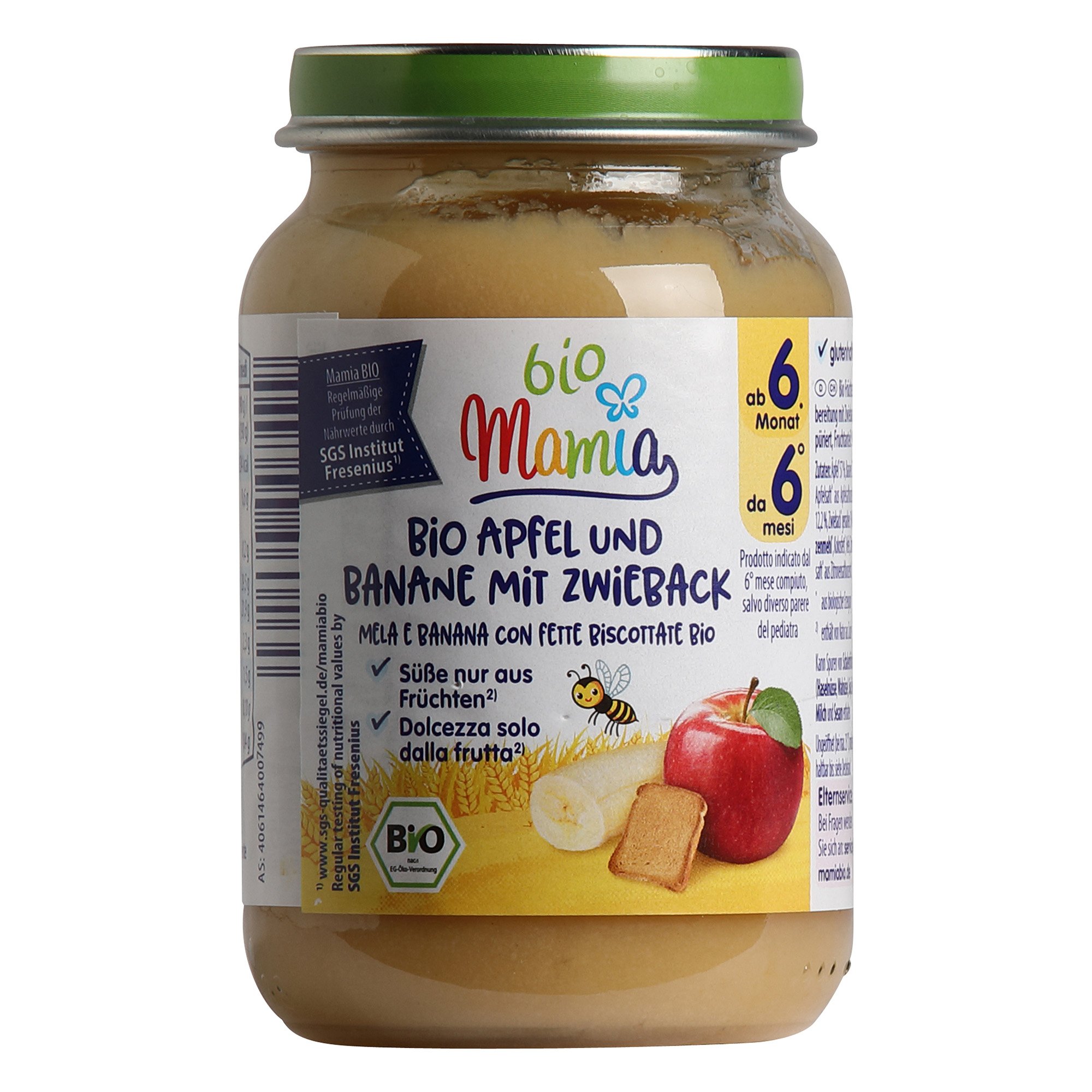 MAMIA BIO Alimenti per la prima infanzia, Mela, banana e fette ...