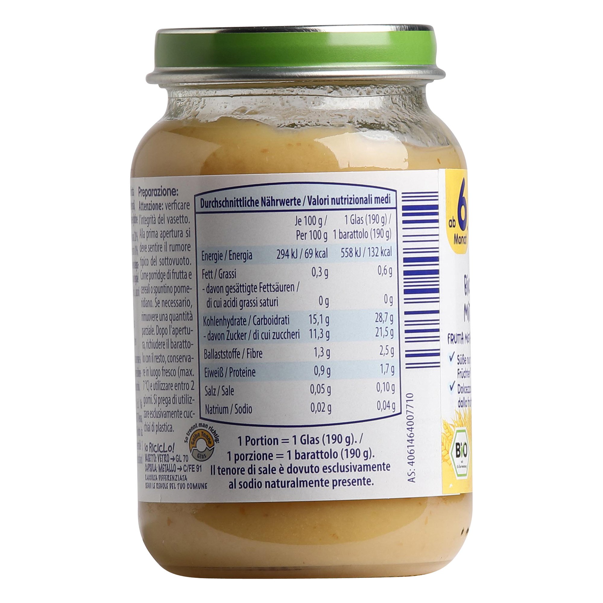 MAMIA BIO Alimenti per la prima infanzia, Mela, Porridge di frutta ...