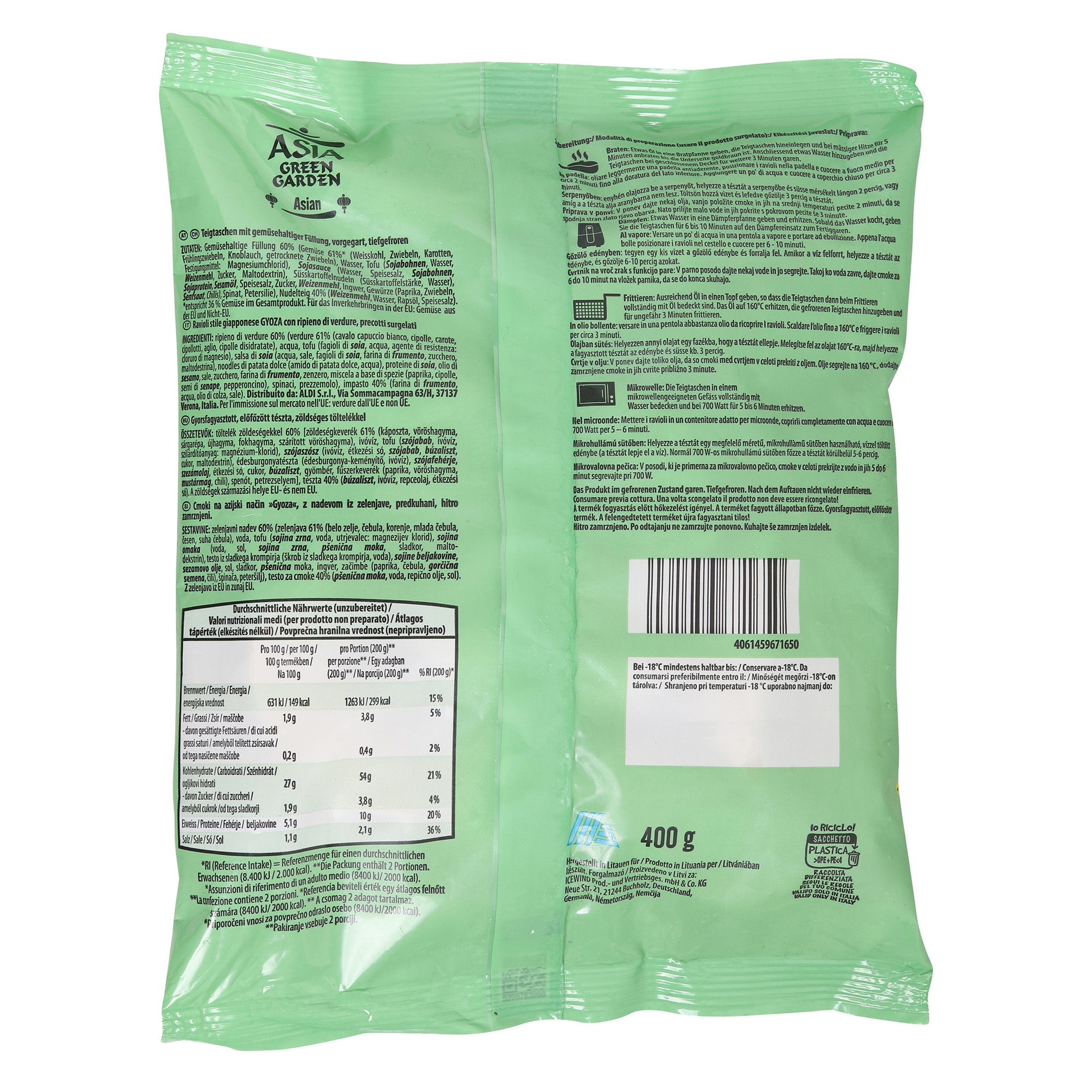 ASIA GREEN GARDEN Raviolis Gyoza avec légumes | ALDI-now
