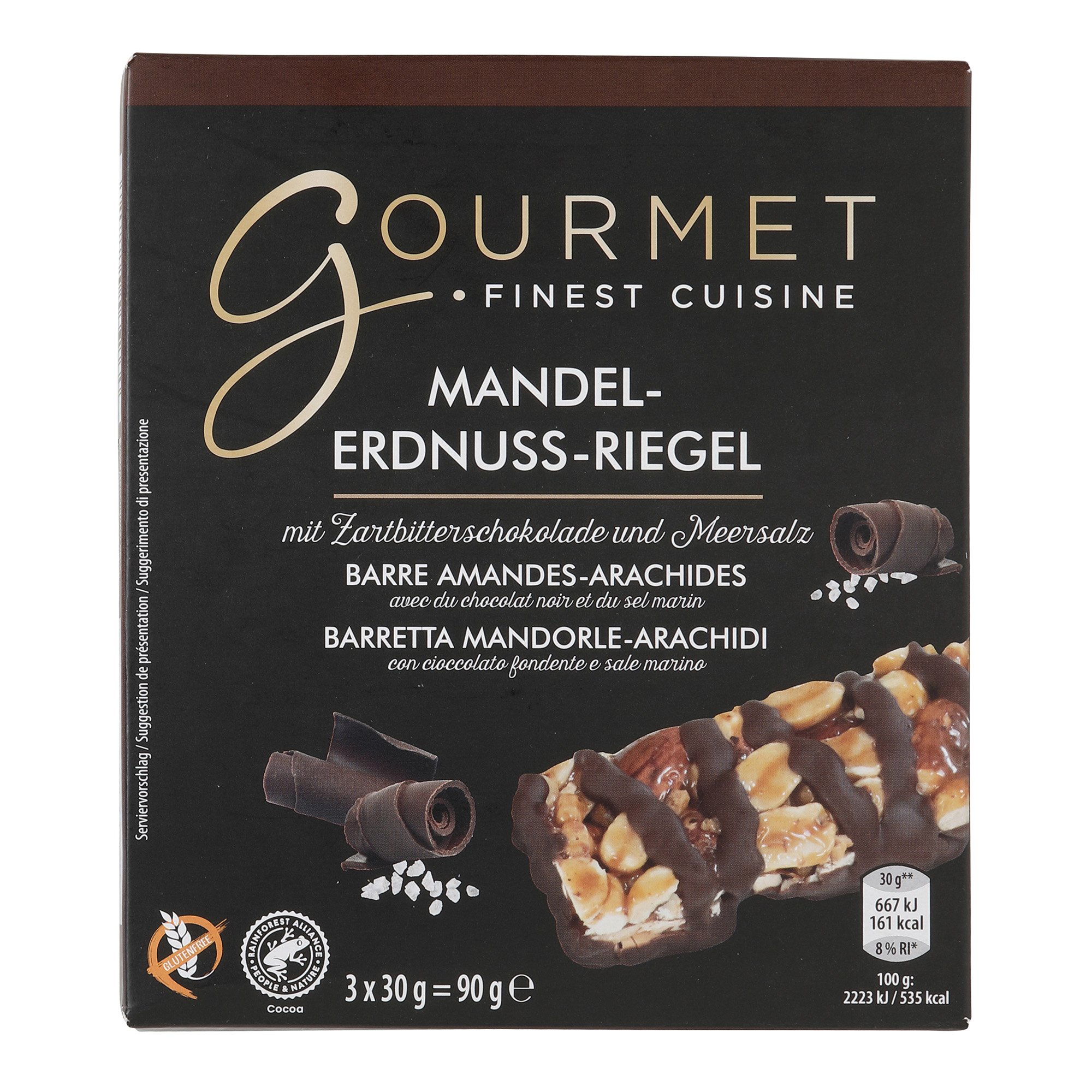 GOURMET Barretta di mandorle e arachidi, cioccolato fondente e sale ...