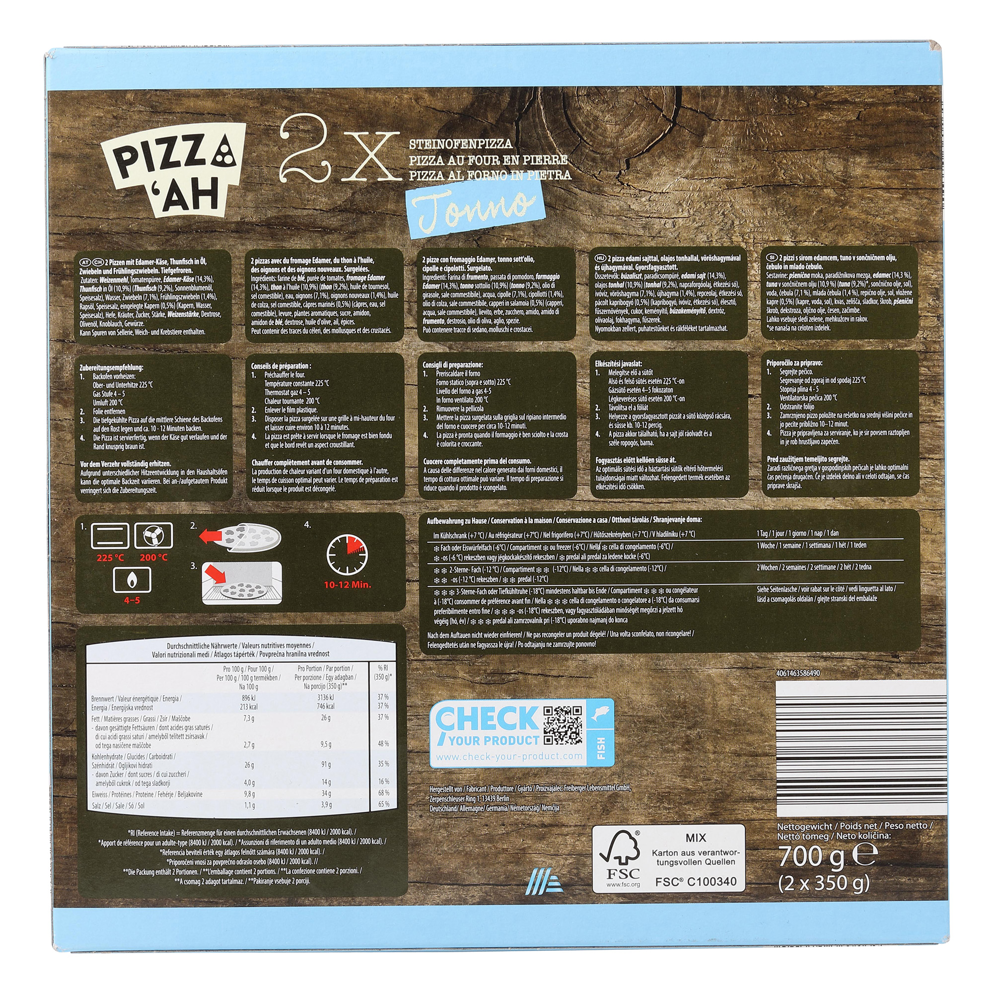 PIZZ'AH Pizza cotta al forno in pietra, tonno | ALDI-now