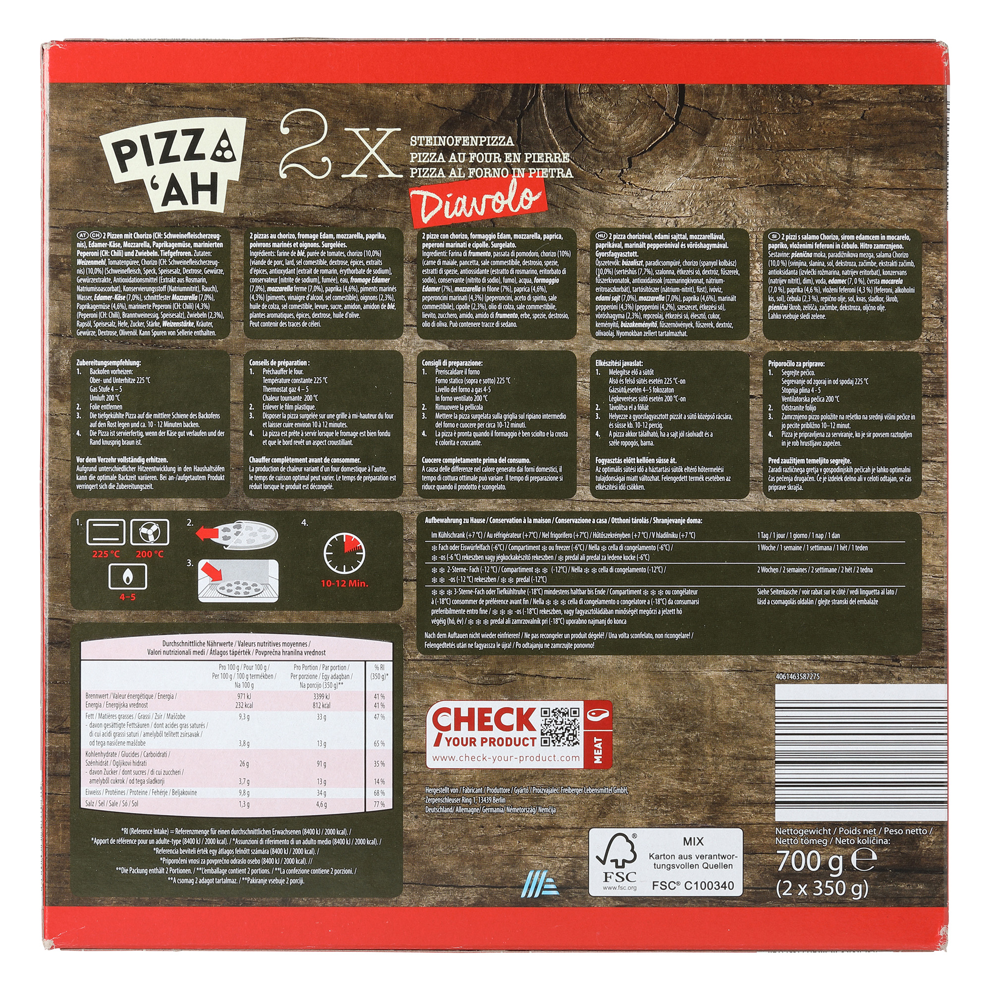 PIZZ'AH Pizza cuite dans un four en pierre, Diavolo | ALDI-now