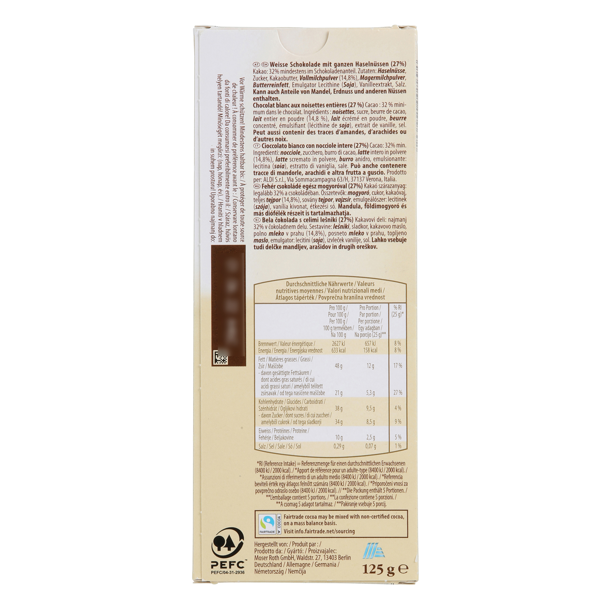 MOSER ROTH Schokolade Chocolat Compose, Weisse Haselnuss | ALDI-now