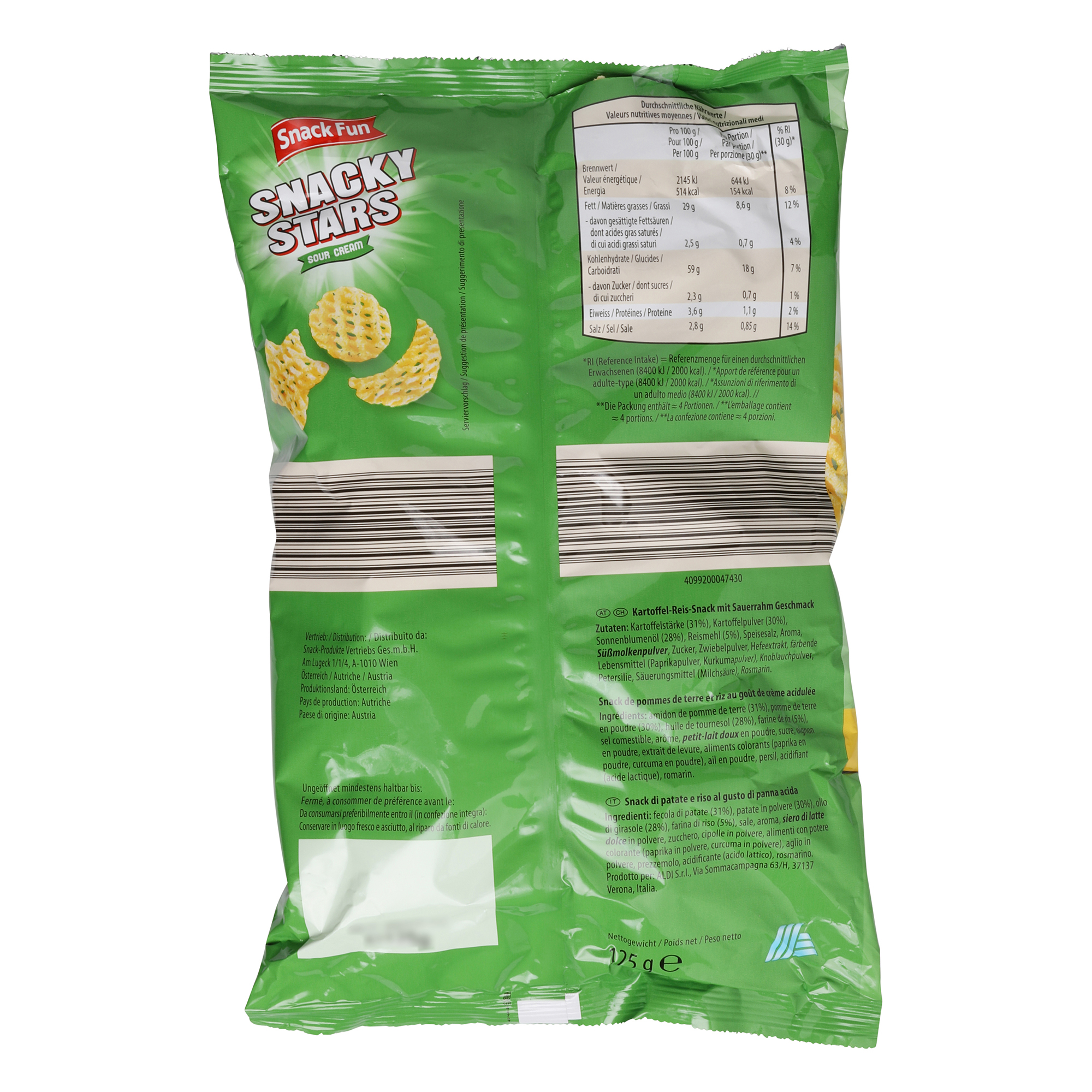 SNACK FUN Snacky Stars Chips, Sour Cream | ALDI-now