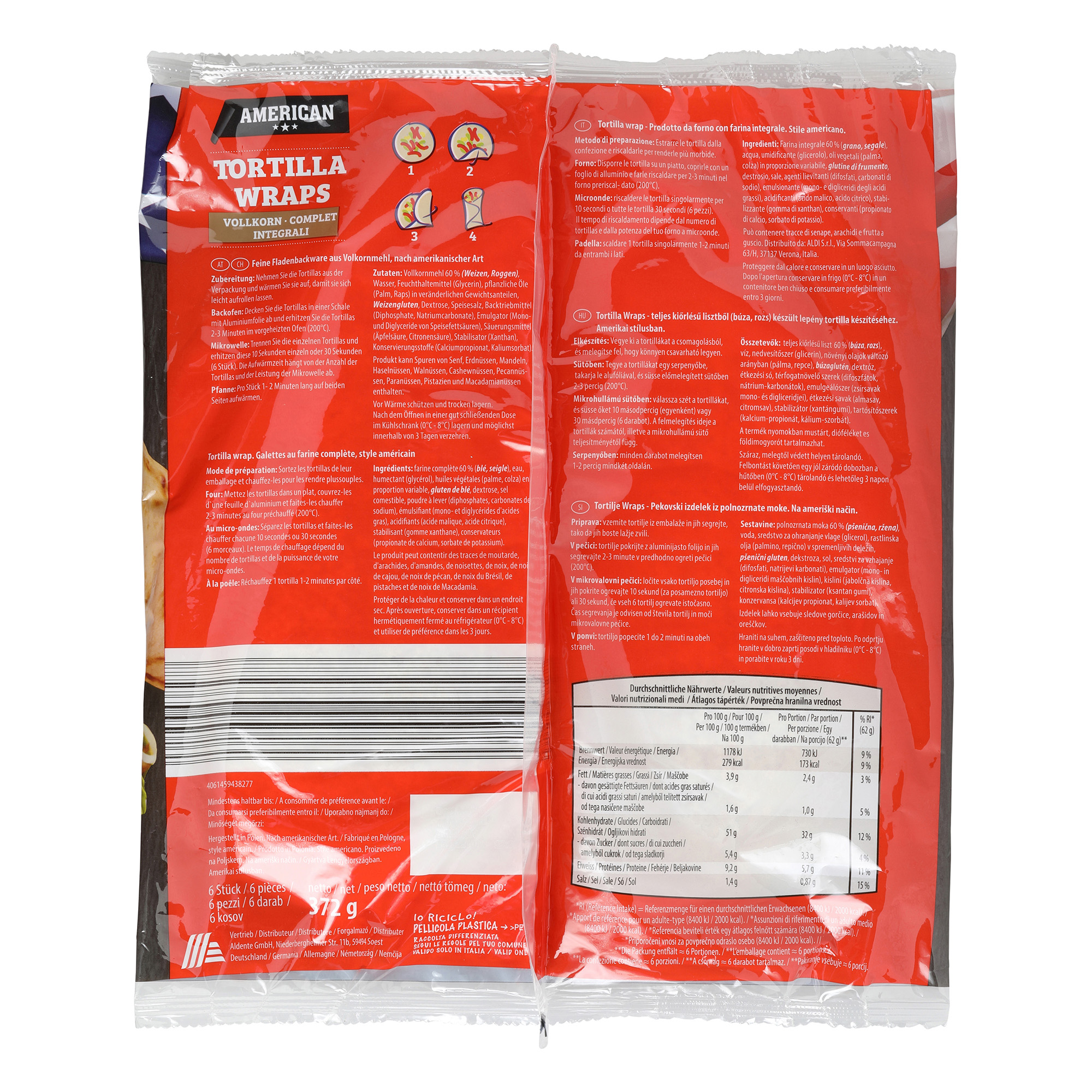 AMERICAN Tortilla Wraps, complet | ALDI-now