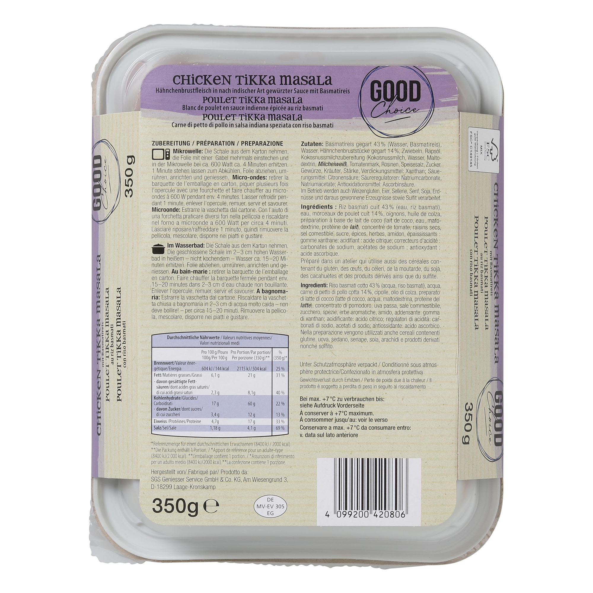 GOOD CHOICE Indisches Fertiggericht, Chicken Tikka Masala | ALDI-now