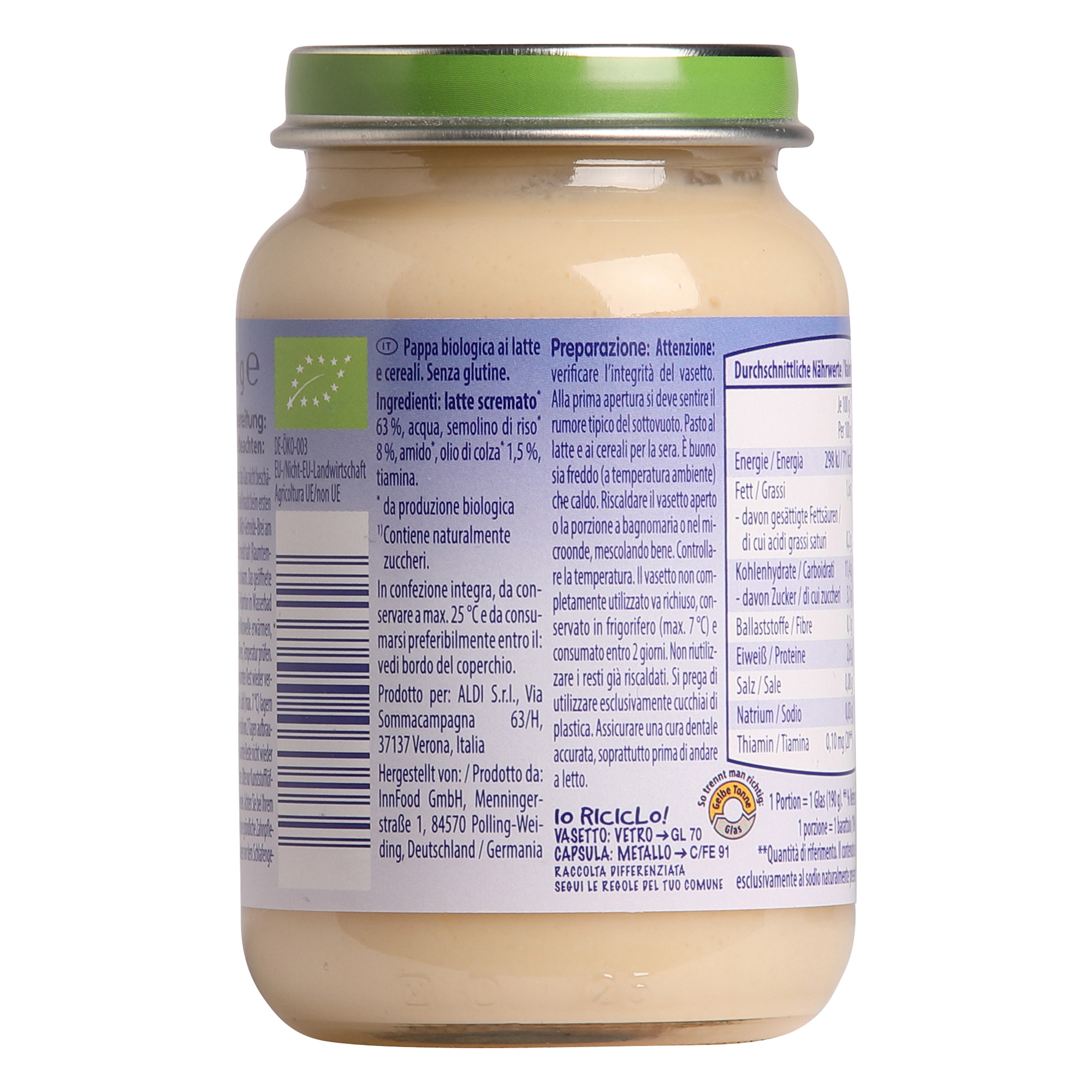 MAMIA BIO Alimentation pour bébés purée du soir, riz au lait | ALDI-now