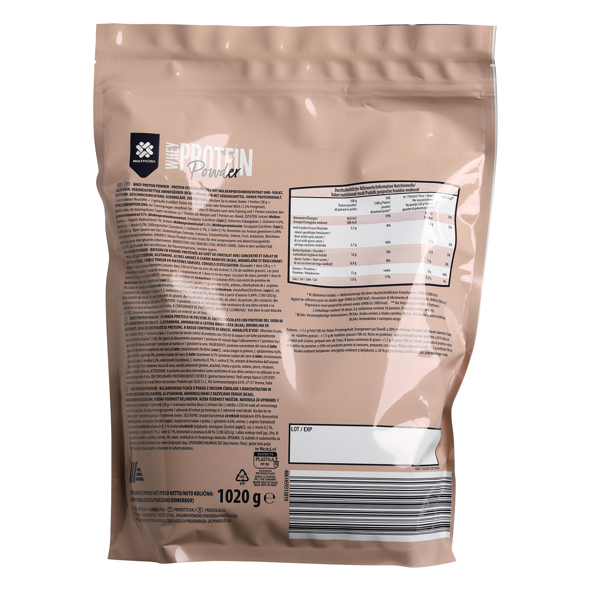 MULTINORM Whey Protein Shake chocolat | ALDI-now