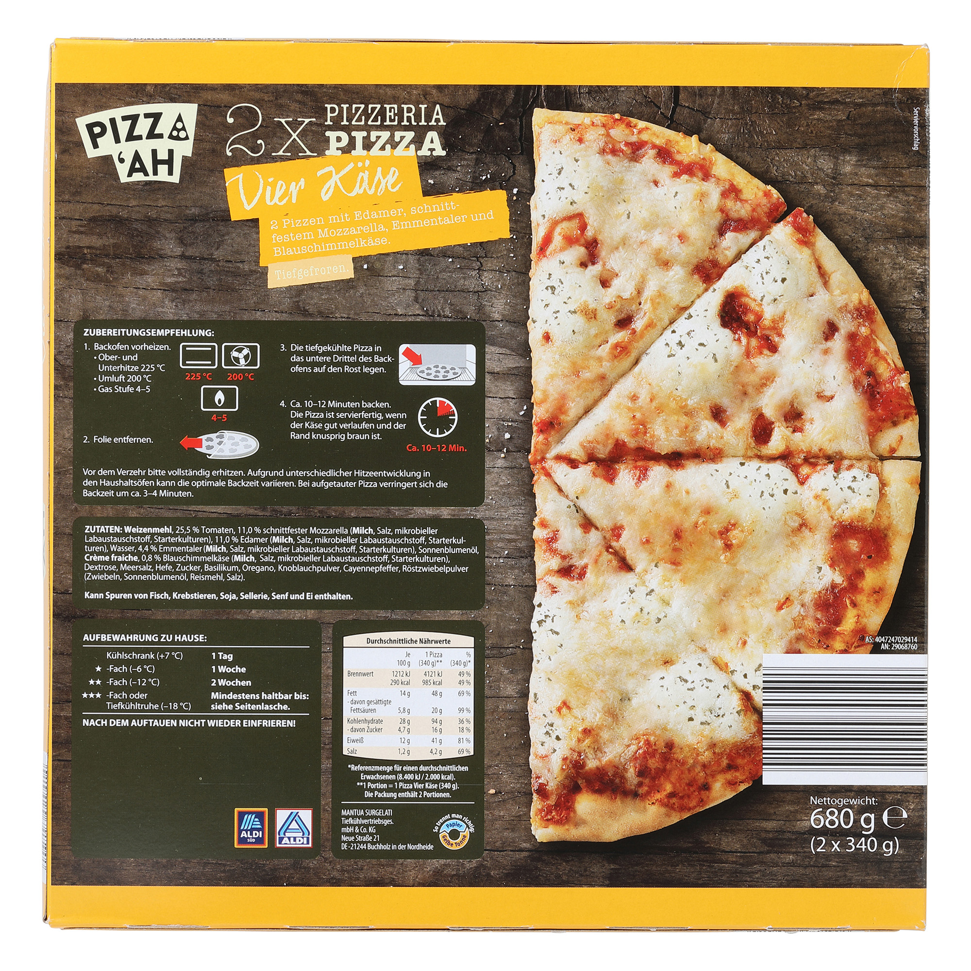 PIZZ‘AH Pizza 4-Käse | ALDI-now