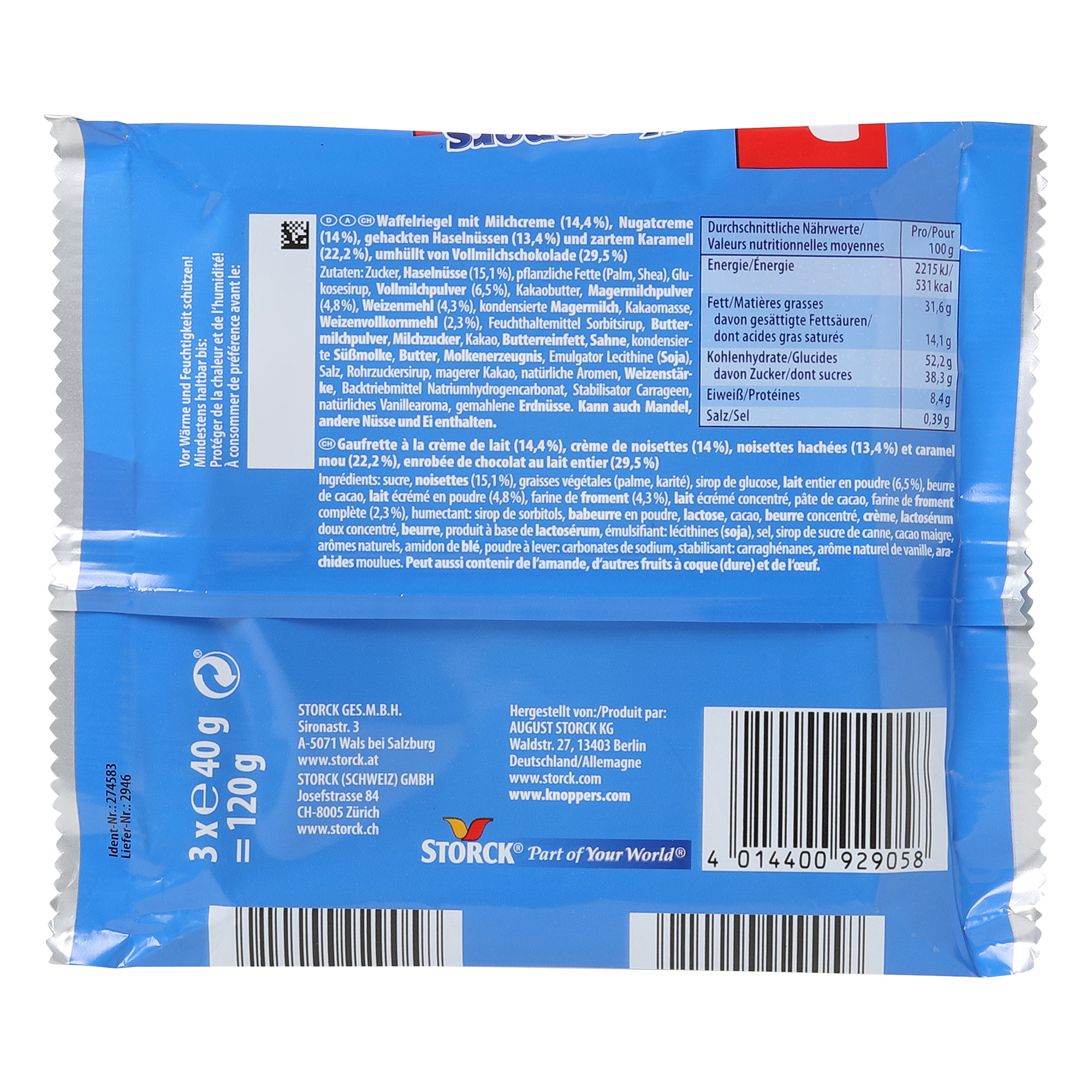 STORCK Knoppers barres aux noisettes, pack de 3 | ALDI-now