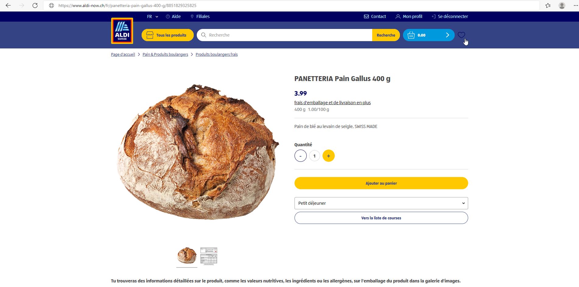 Liste de courses | ALDI-now