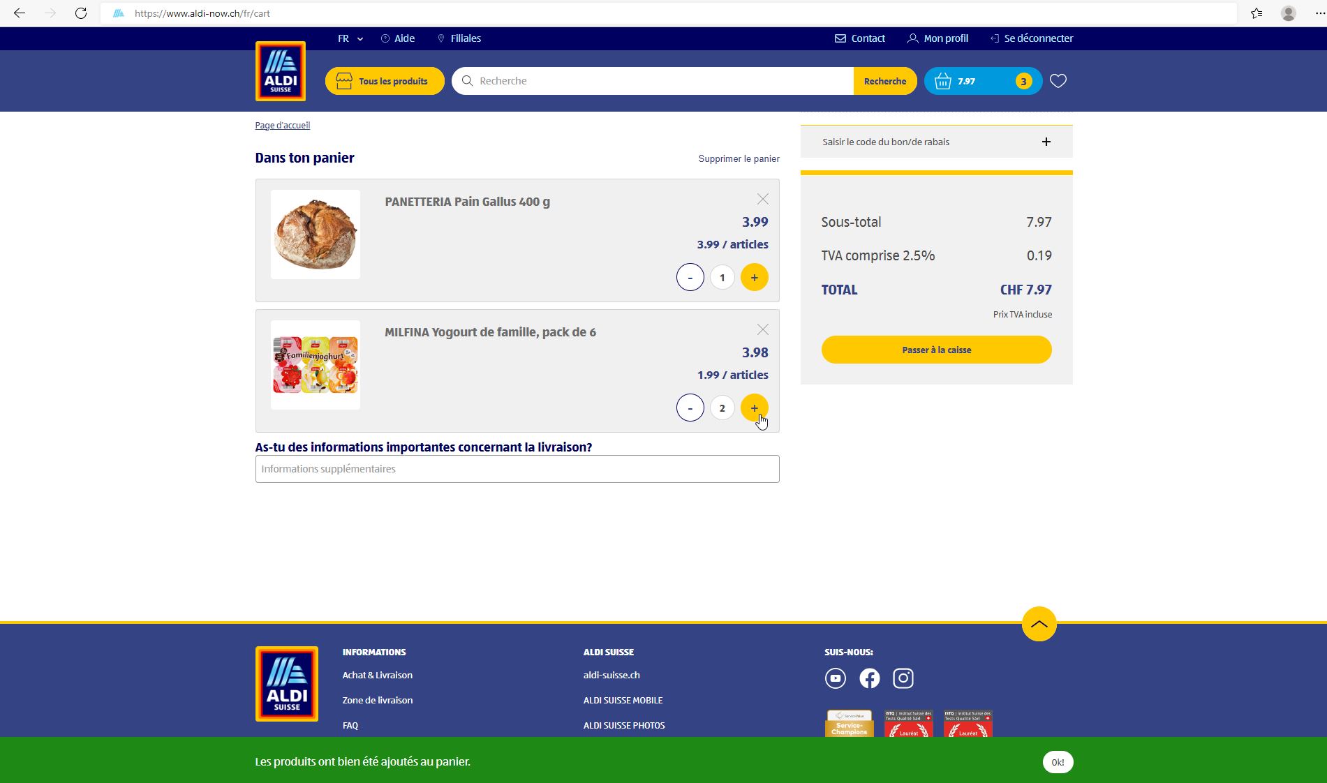 Liste de courses | ALDI-now
